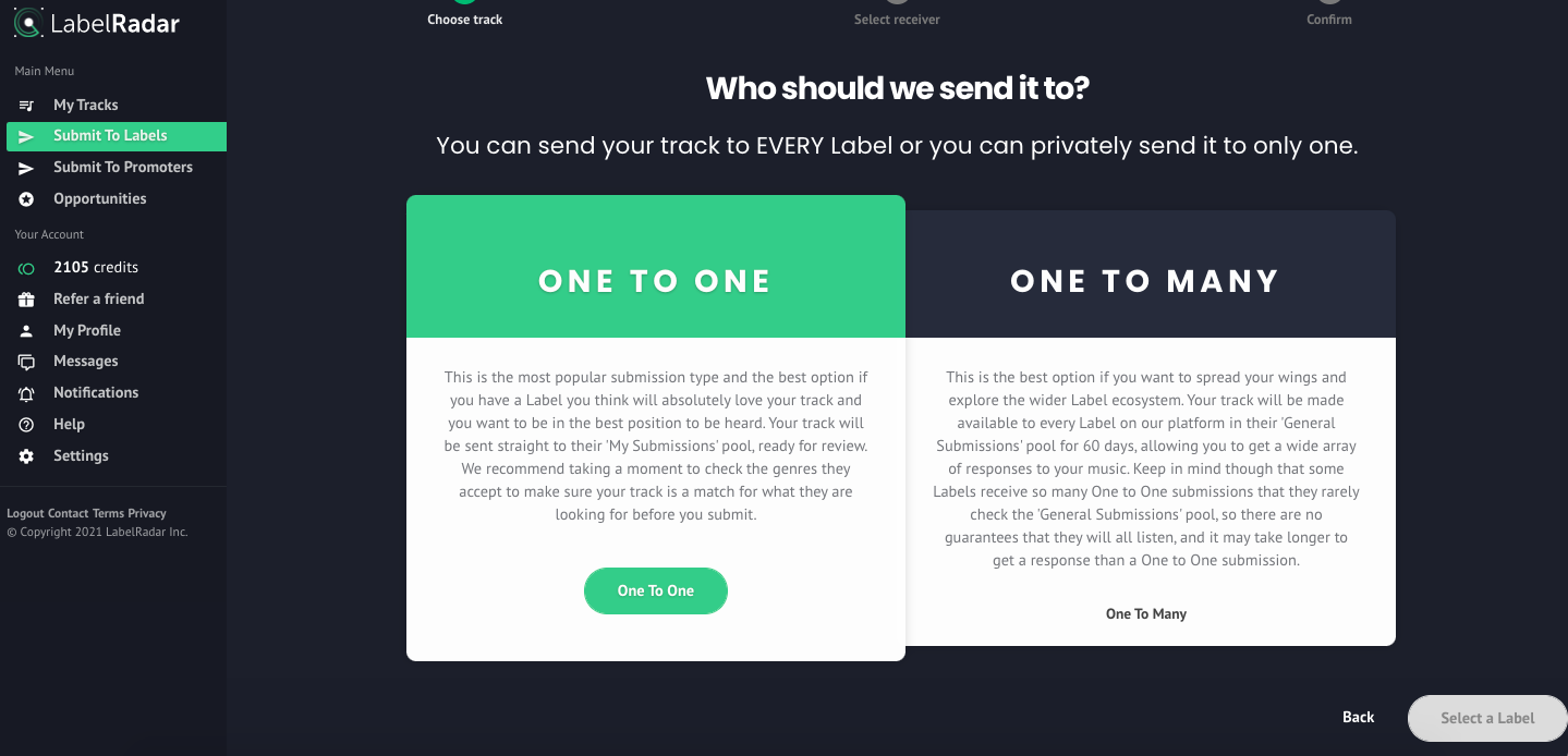 What's the difference between a 'One to One' and a 'One to Many' submission? – LabelRadar